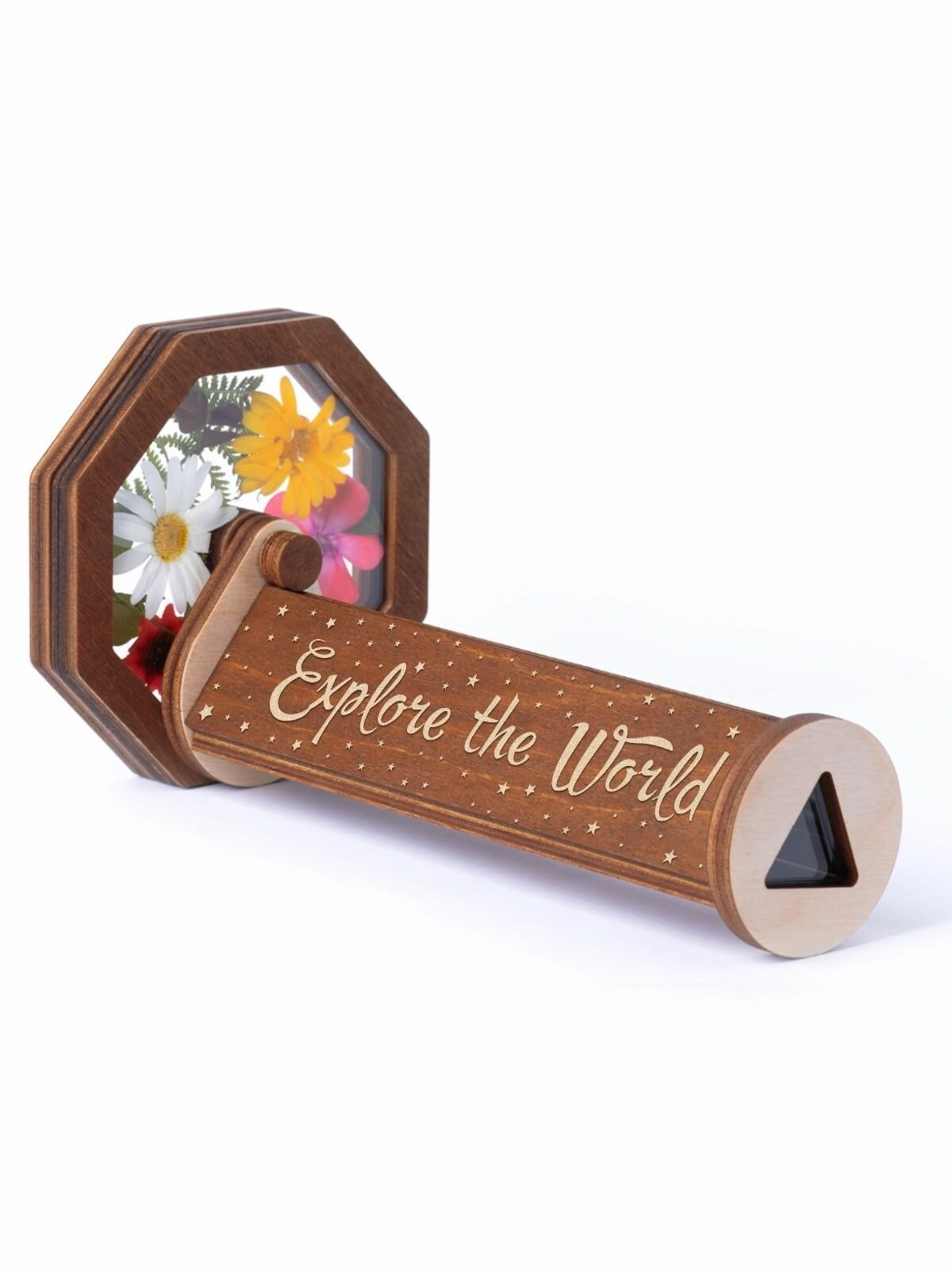 Калейдоскоп детский и взрослый / гравировка Explore the World / деревянная игрушка