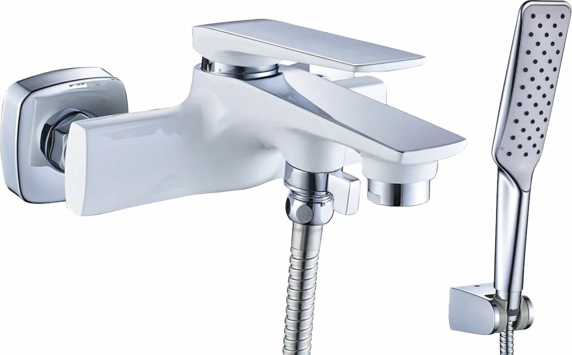 Смеситель для ванны и душа Allegro LM5914CW с монолитным изливом, хром/белый