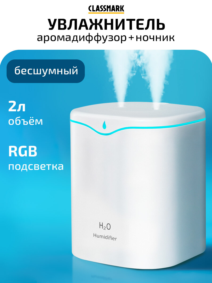 CLASSMARK Увлажнитель воздуха CLASSMARK_HUMIDIFIERS_WJ23122704_2000ml_White, белый