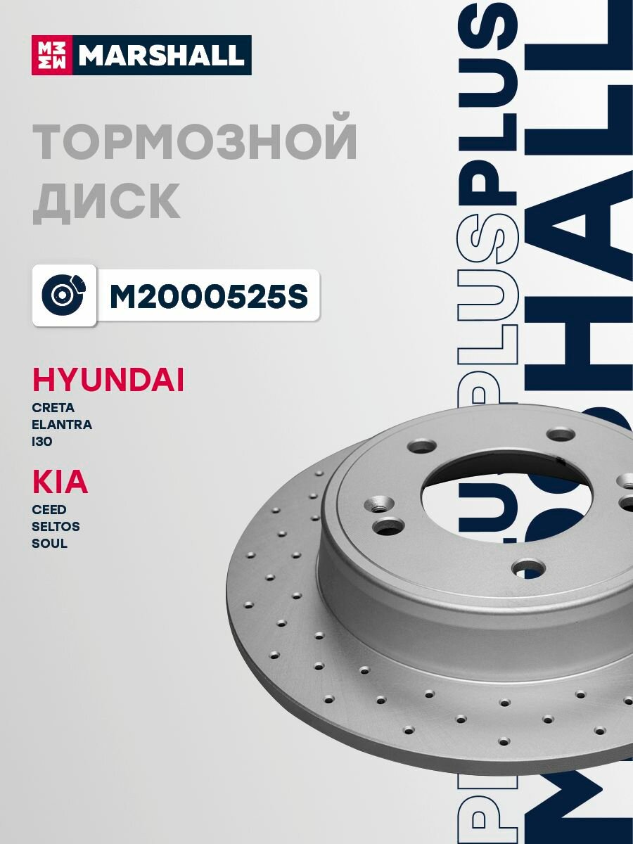 Тормозной диск задн. PLUS S Hyundai Creta (1.6) 16- / Elantra V, VI 11-; Kia Ceed II 12-