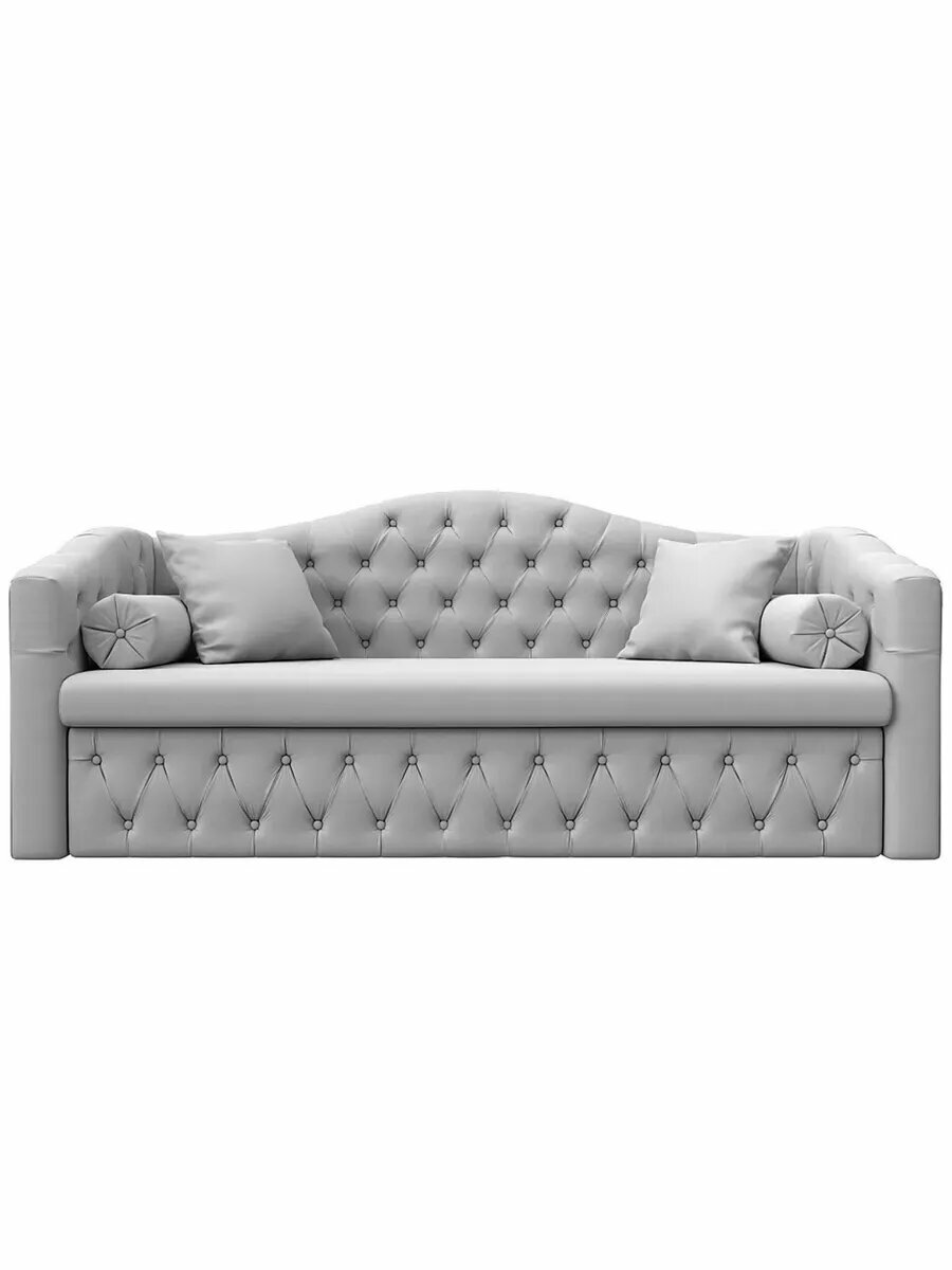 Диван детский прямой Диана со спальным местом 130х190 см, экокожа белый