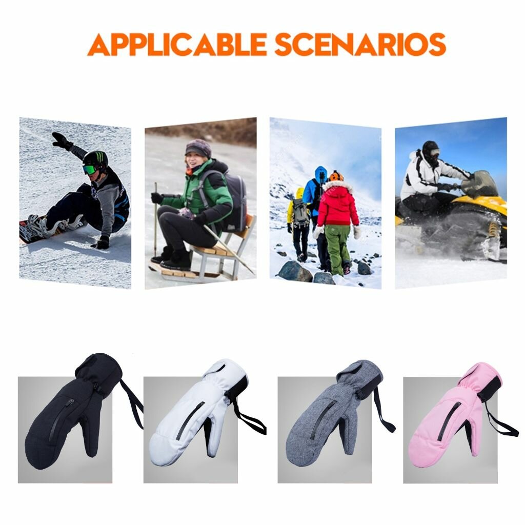 Зимние лыжные перчатки, водонепроницаемые дышащие сноубордические перчатки с карманными сенсорными экранами для снегохода
