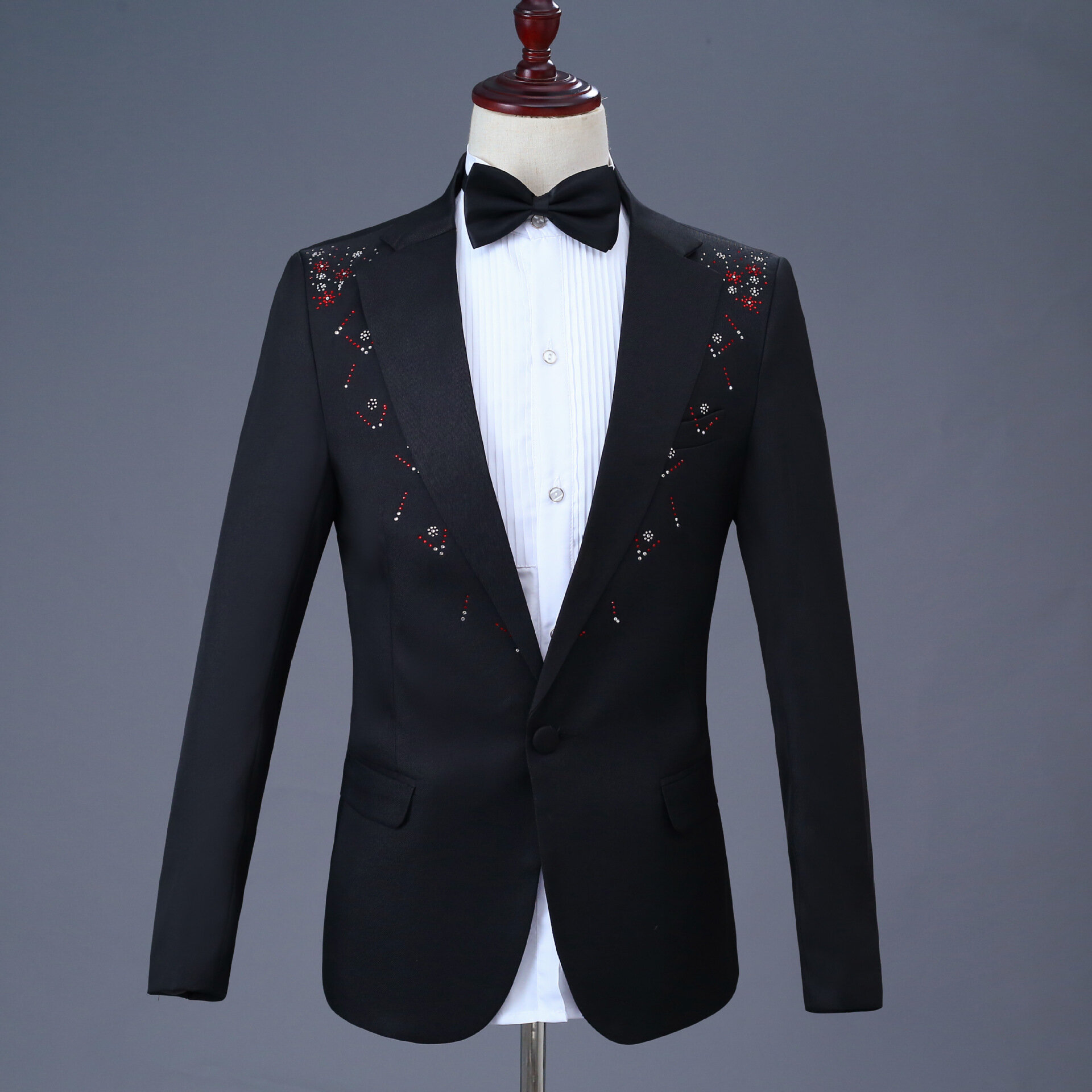 Костюм с бриллиантами, мужские, черные и красные, L, 175 см
