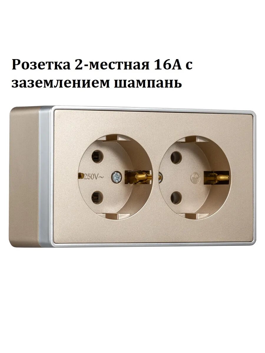 Розетка накладная двойная 16А с заземлением