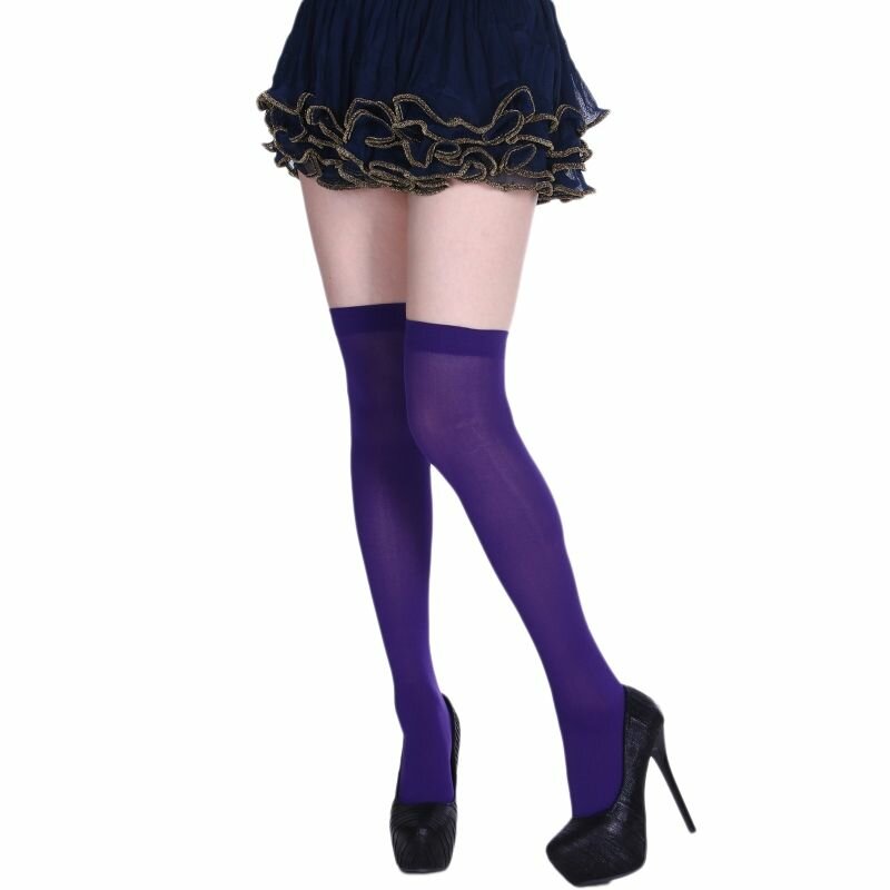 Женские высокие хлопковые гольфы, фиолетовые чулки