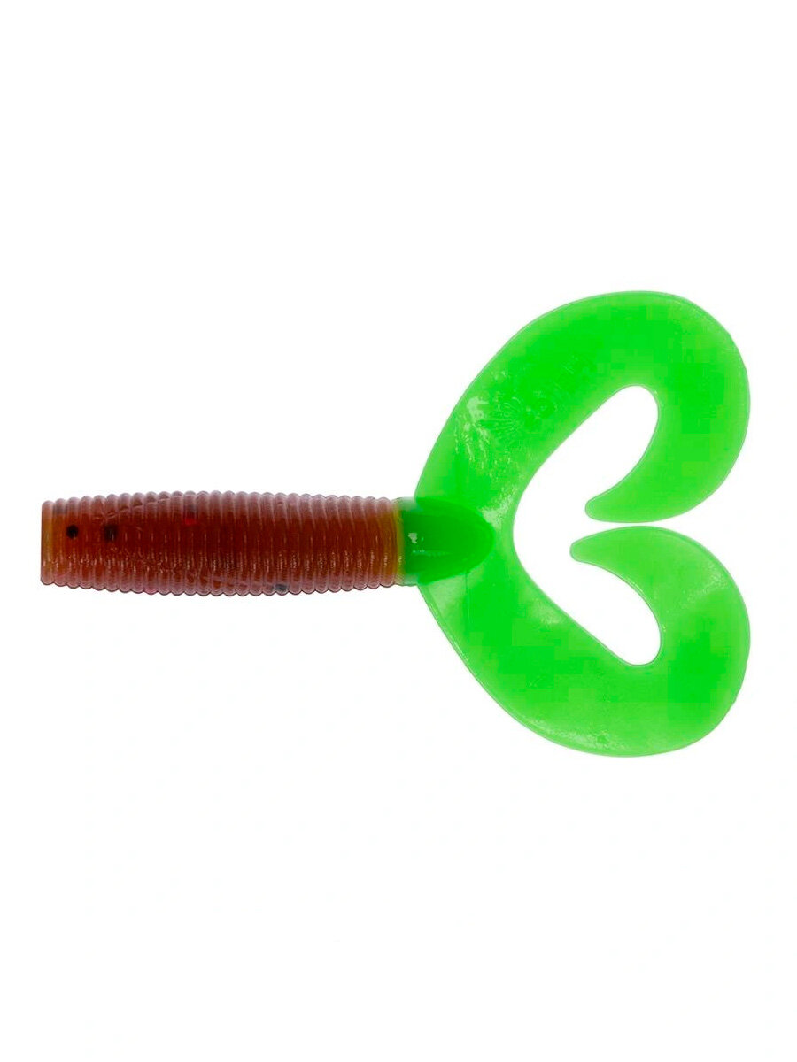 Твистер несъедобный Helios Credo Double Tail 3,54"/9 см Rusty Gold & Lime 15шт. (HS-28-017-N-15)