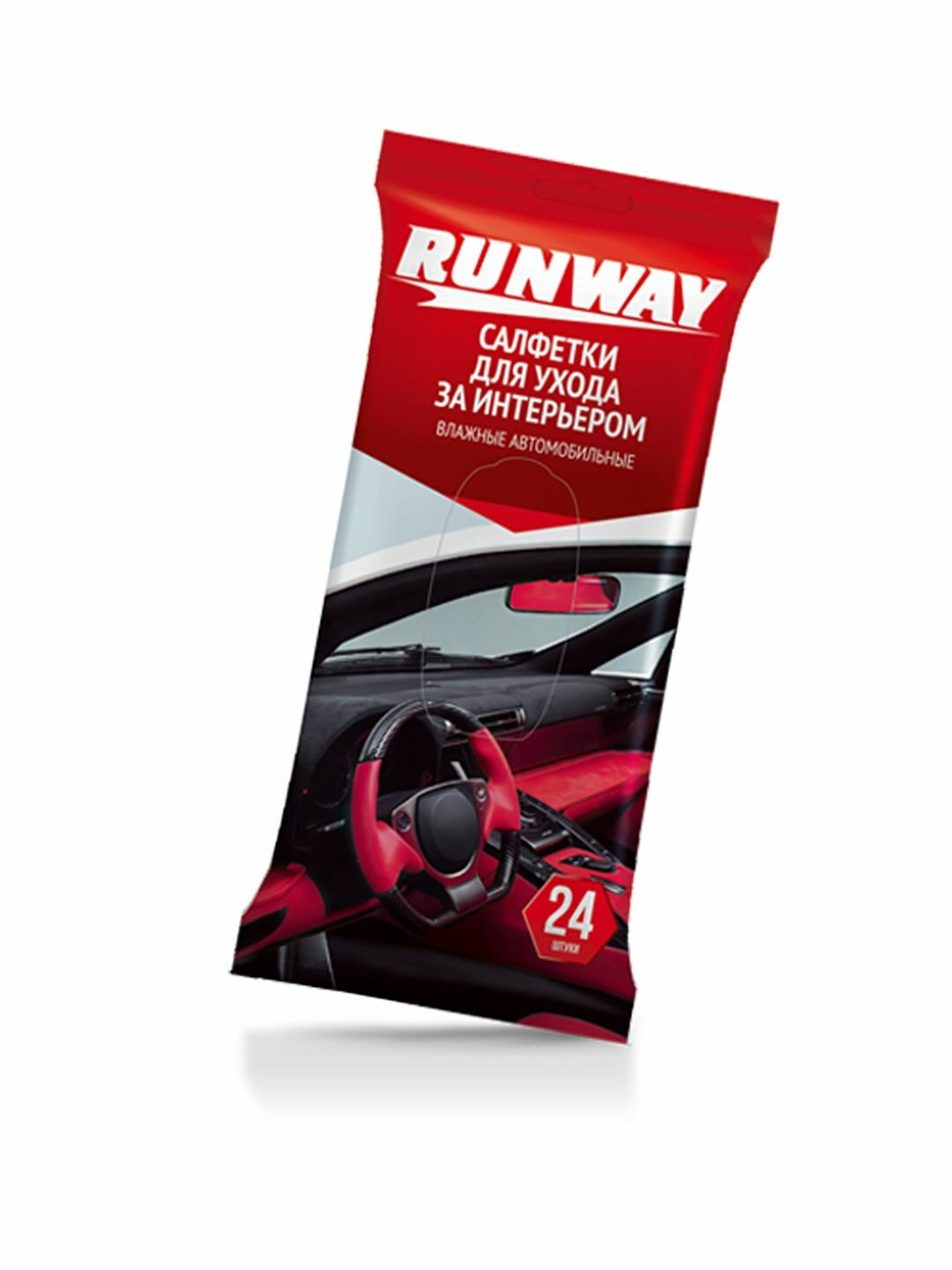 Салфетки влажные для ухода за интерьером автомобиля, в пачке 24 штуки, RUNWAY RW641