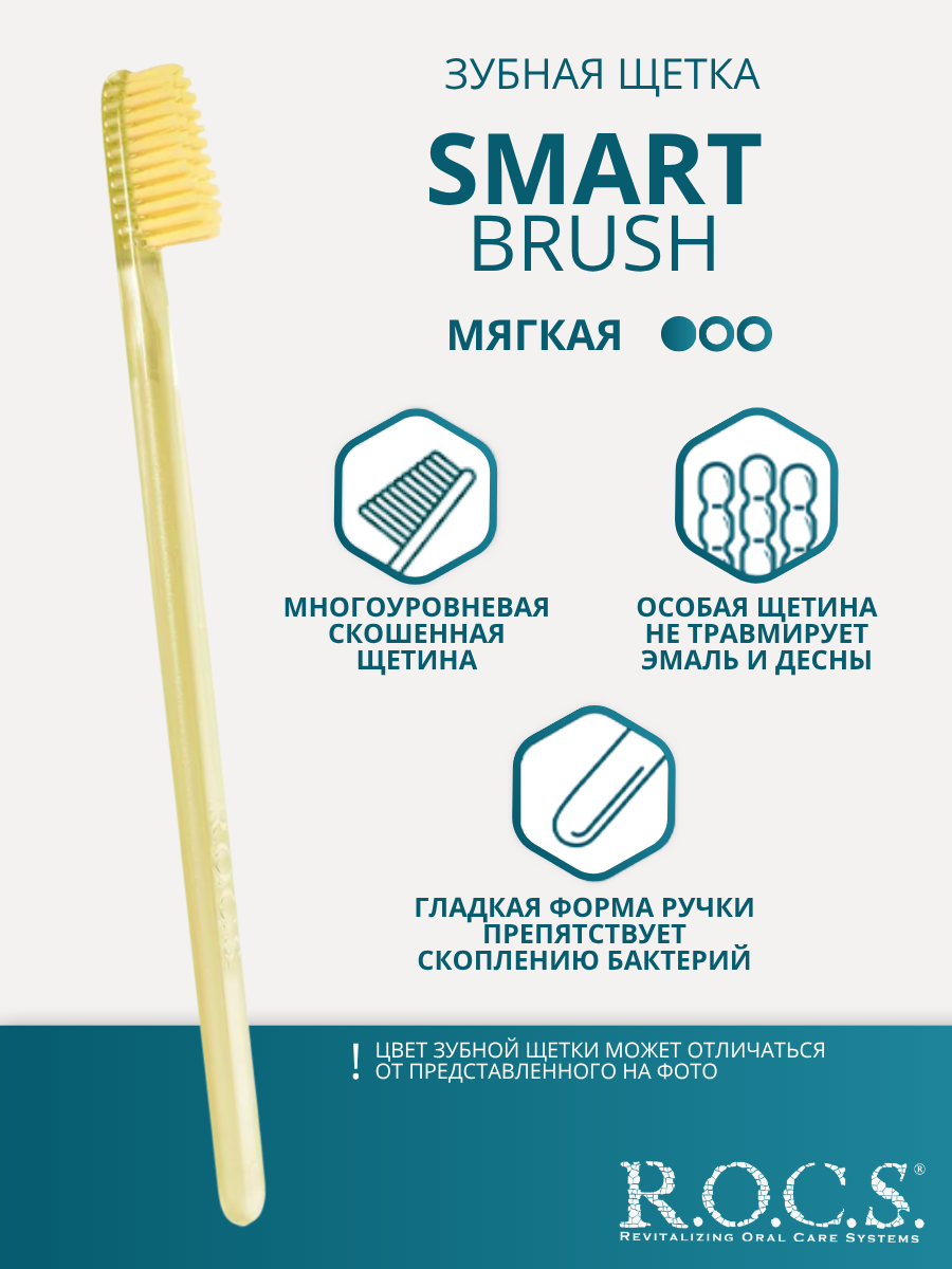 Зубная щетка R.O.C.S. Классическая мягкая, желтая