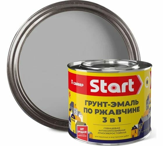 Грунт-эмаль по ржавчине Сайвер ПФ-115 Старт серая 1,8кг