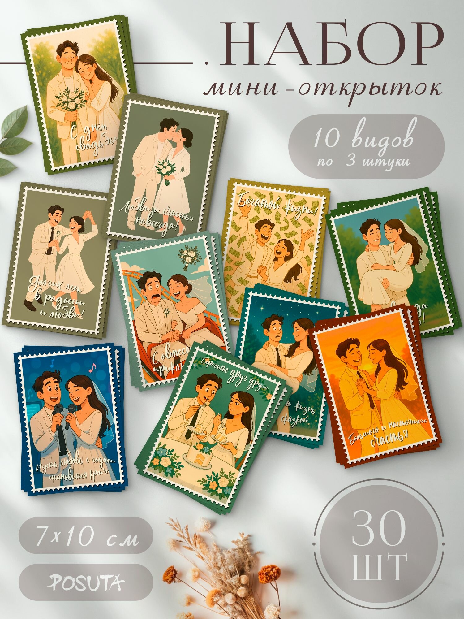 Открытки мини на день свадьбы