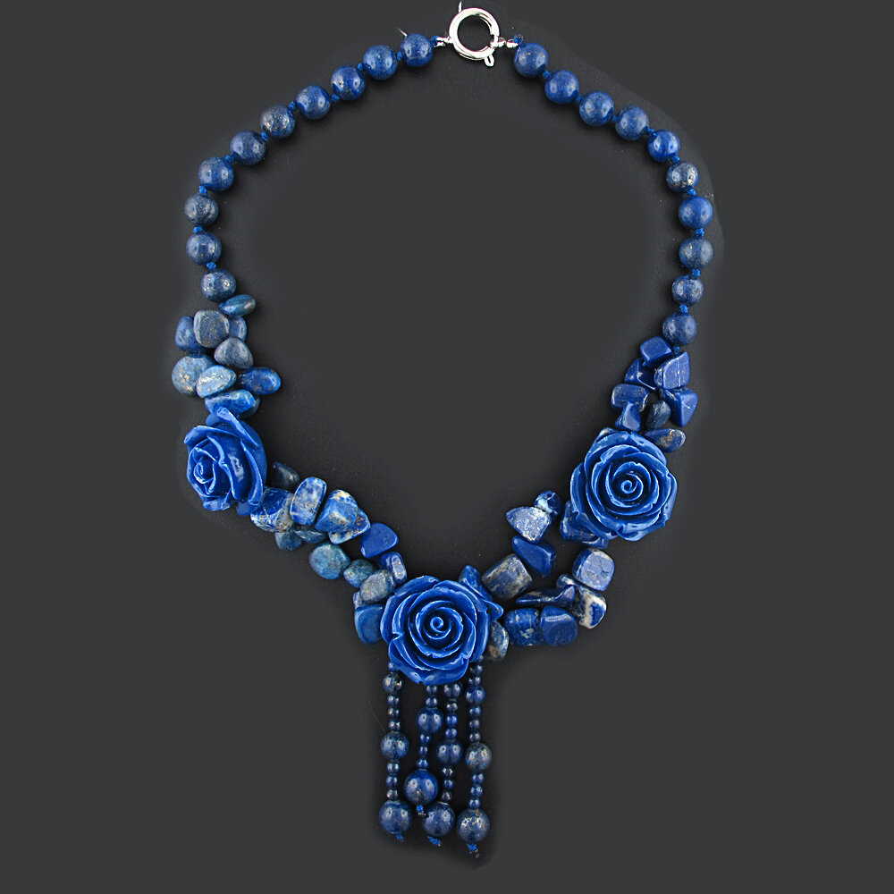 Колье, лазурит, полимерная глина