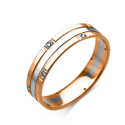 Кольцо, комбинированное золото, 585 проба, бриллиант