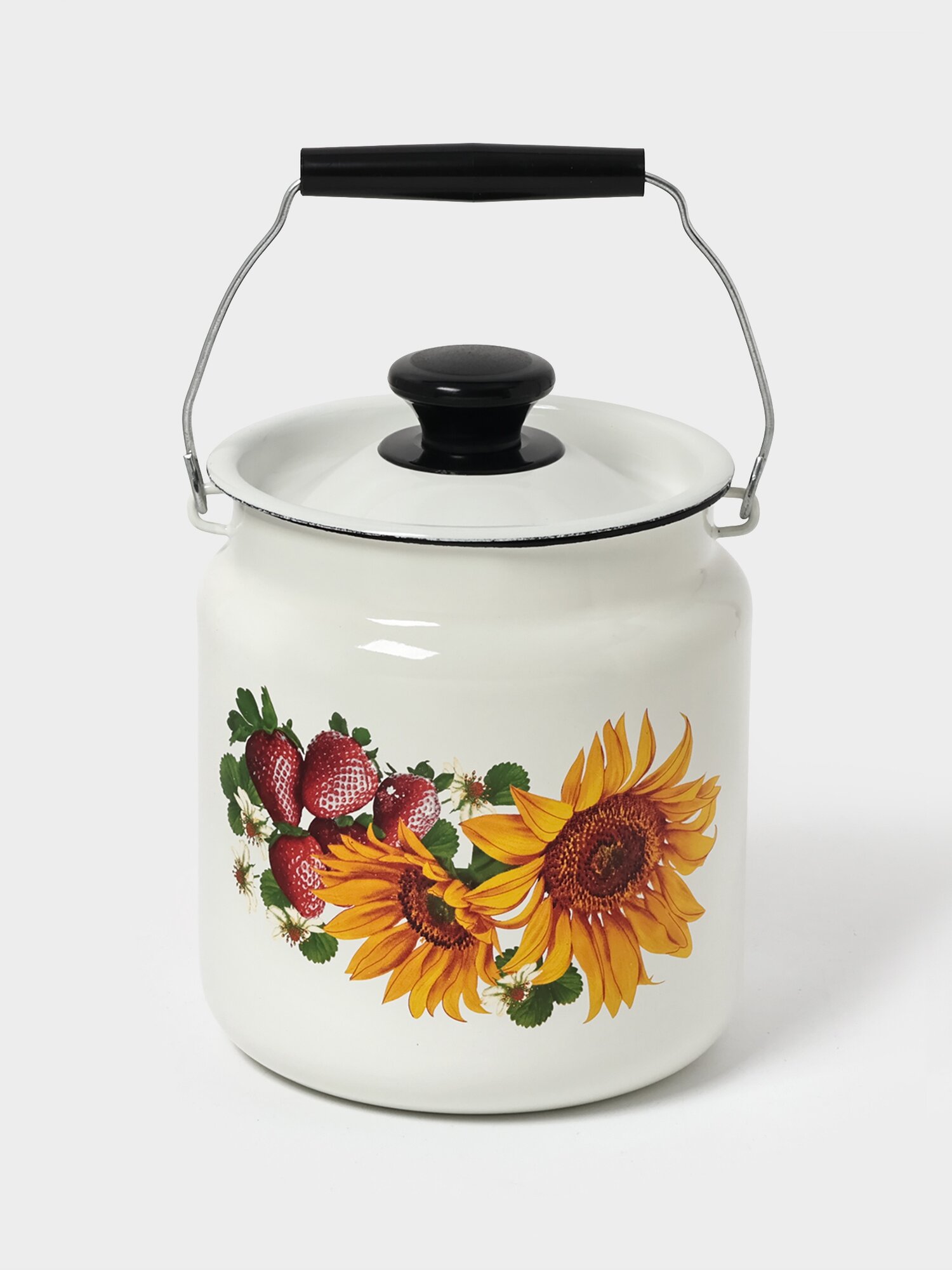 Бидон эмалированный для готовки, 3 л, с ручкой и крышкой, цвет белый