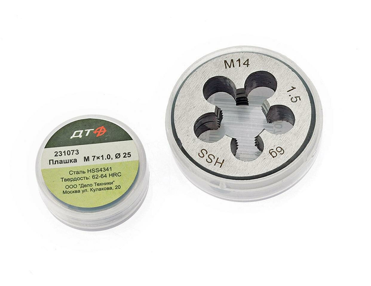 Плашка Дело Техники HSS4341 232103, для наружной резьбы M10x1 мм, сталь 62-64 HRC