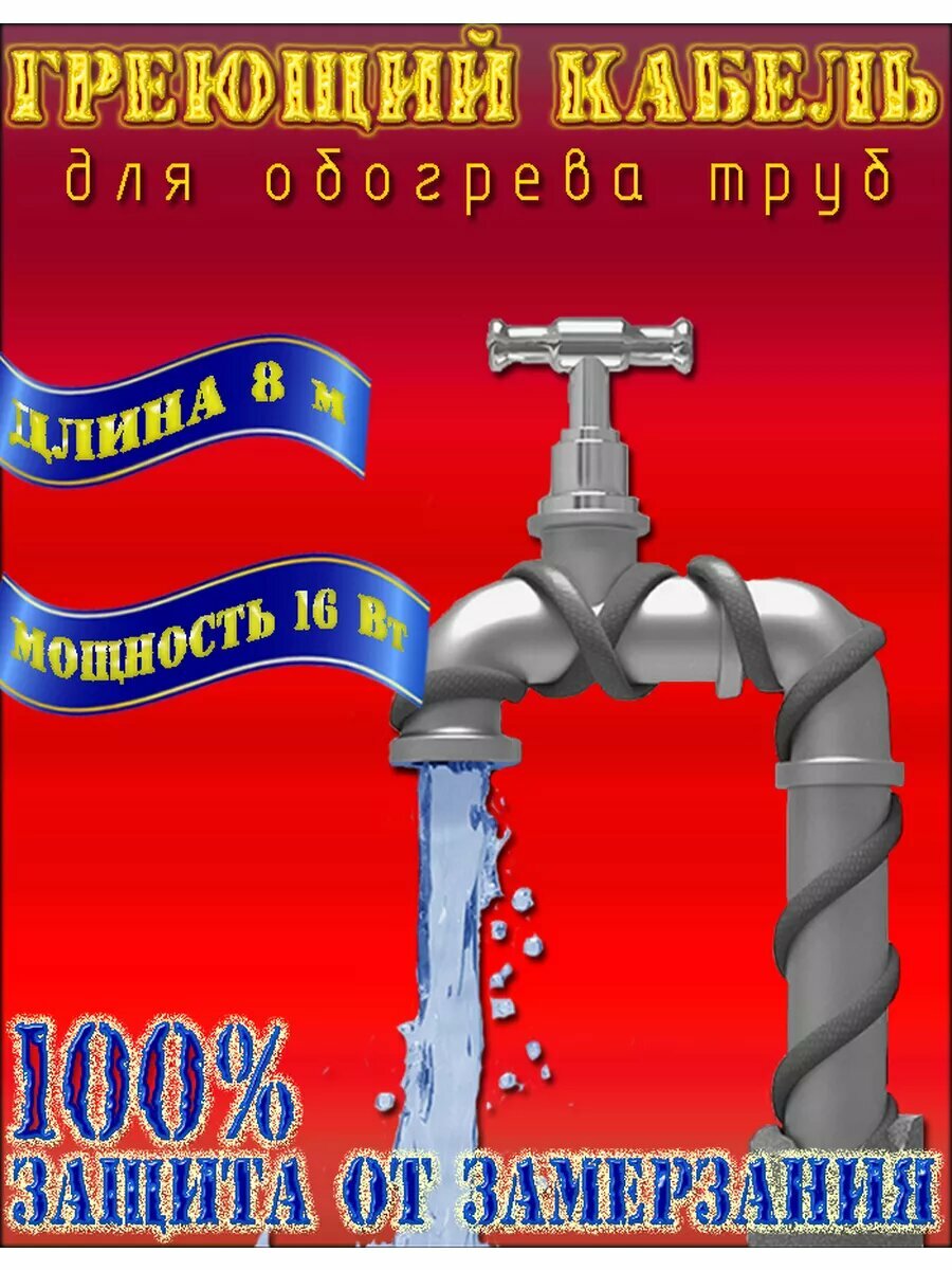 Саморегулирующийся греющий кабель экранированный 8 м