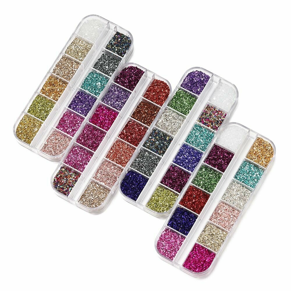 Кристаллы для эпоксидной смолы / стеклянная крошка / алмазная, 48 гр,12 решетки