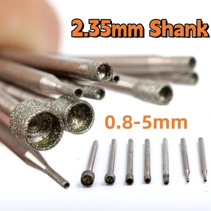Алмазное сверло 2,35 мм, хвостовик, вогнутые заусенцы, игла для полировки, абразив 2.35x2.5mm-10pcs