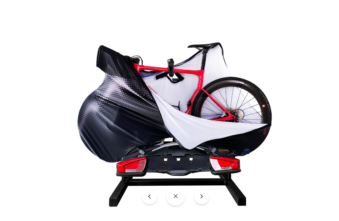 Чехол для перевозки велосипеда в велокреплении на ТСУ (фаркопе) Велоангар №16, чёрный с красным