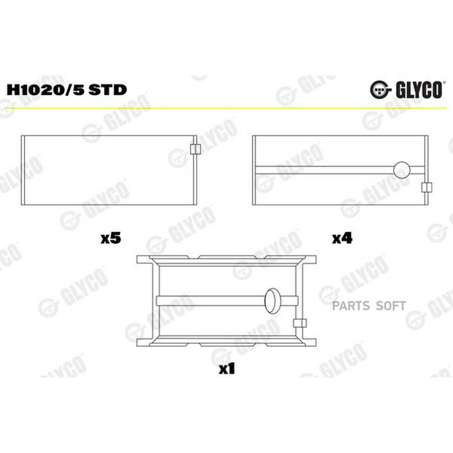 Вкладыши коренные STD Fiat/Iveco F1AE0481 Glyco от официального дистрибьютора, GLYCO, артикул H10205STD