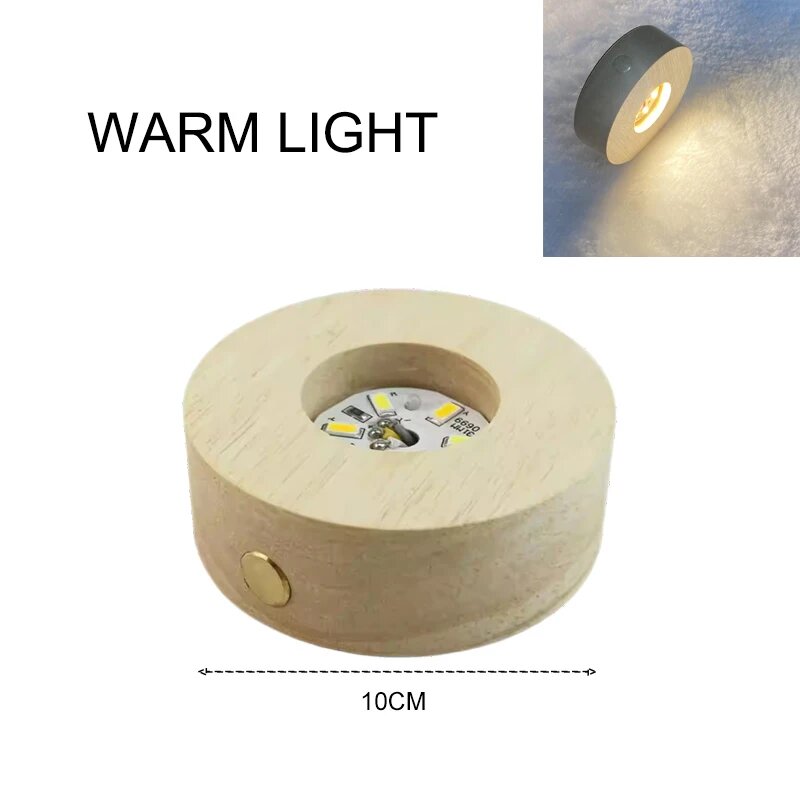 Деревянная подставка для лампы, Warm Light, 10 см