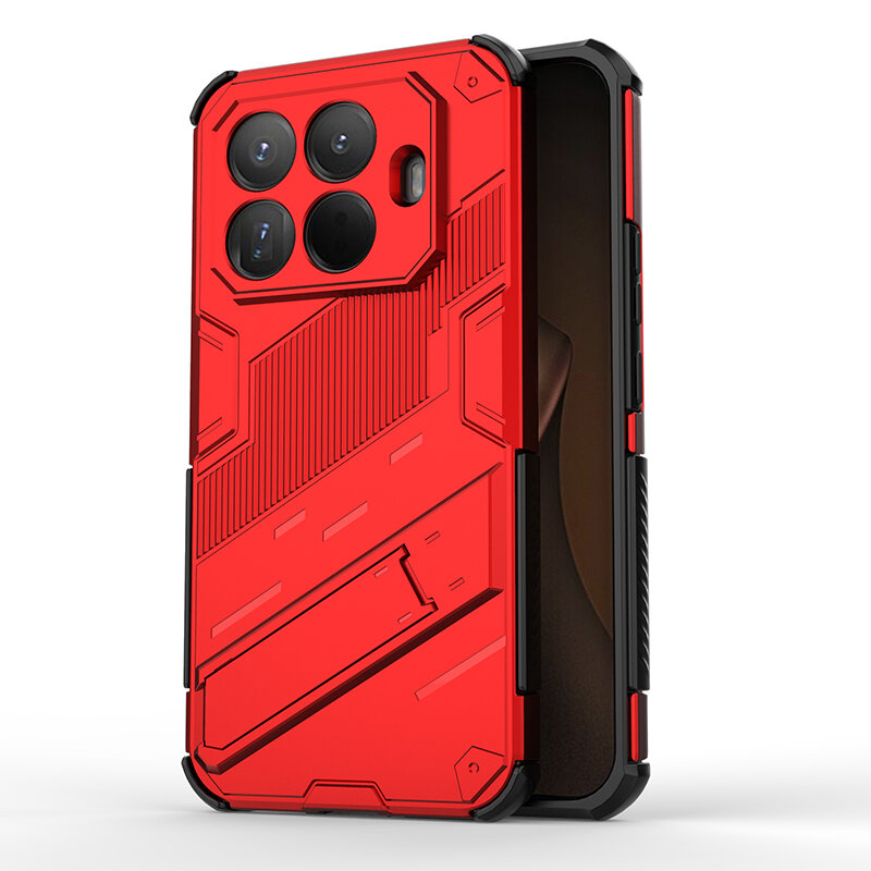 Чехол для Xiaomi 15T Pro/Сяоми 15T Про, soft touch, чехол-кардиомонитор, поликарбонат (PC), защита камеры, ударопрочный, встроенная подставка, усиленные углы, Xiaomi, Xiaomi 15T Pro, red,
