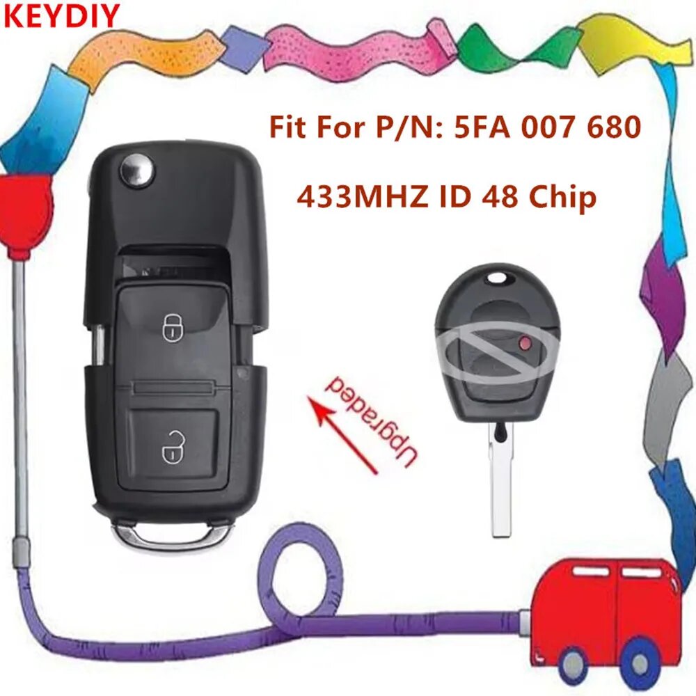 KEYDIY ID48 433MHz, 1 кнопка, для VW Bora Polo Toledo