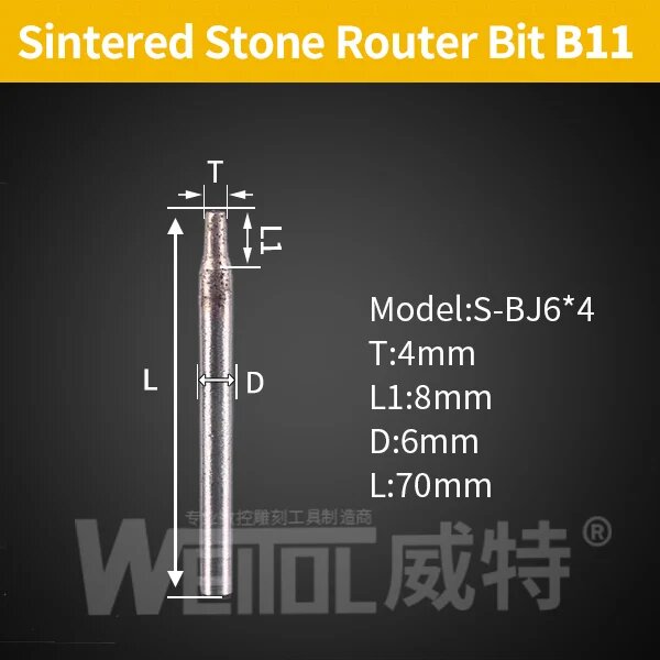 Фреза для гравировки WeiTol S-BJ6*4, Cutting Edge Length: B11