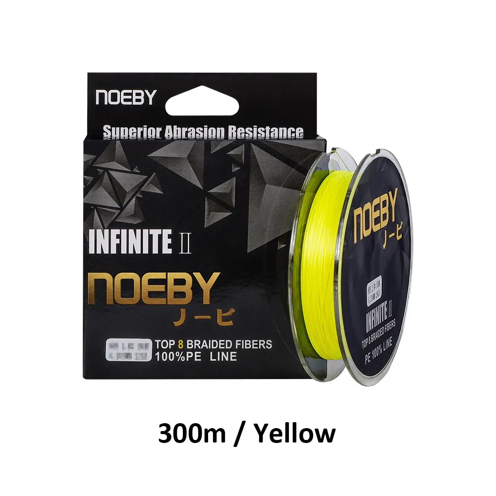 NOEBY Infinite II, плетеный шнур 1.2, 20lb, желтый, 300м