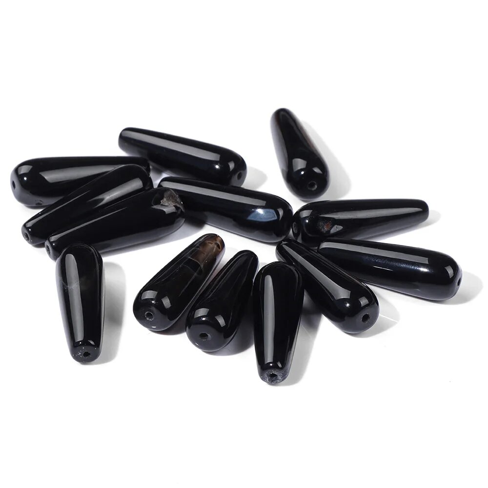 Бусины из натурального камня vinswet, опал, 9-10*28*30 мм Черный, 2pcs, 19 Black Agate