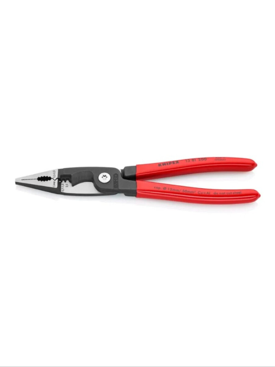 Клещи электромонтажные Knipex, 6-в-1, зачистка 0.75 1.5 / 2.5 мм , рез 15 мм / 50 мм фосфатированные, обливные ручки, SB