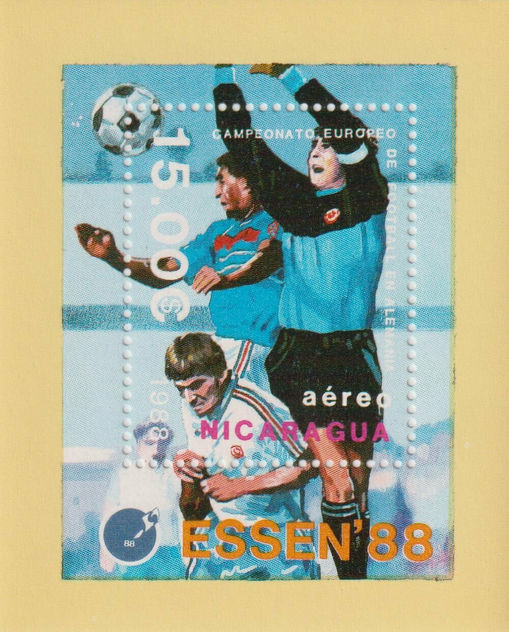 Почтовые марки Никарагуа 1988г. "Чемпионат Европы по футболу - Эссен, Германия" Футбол MNH