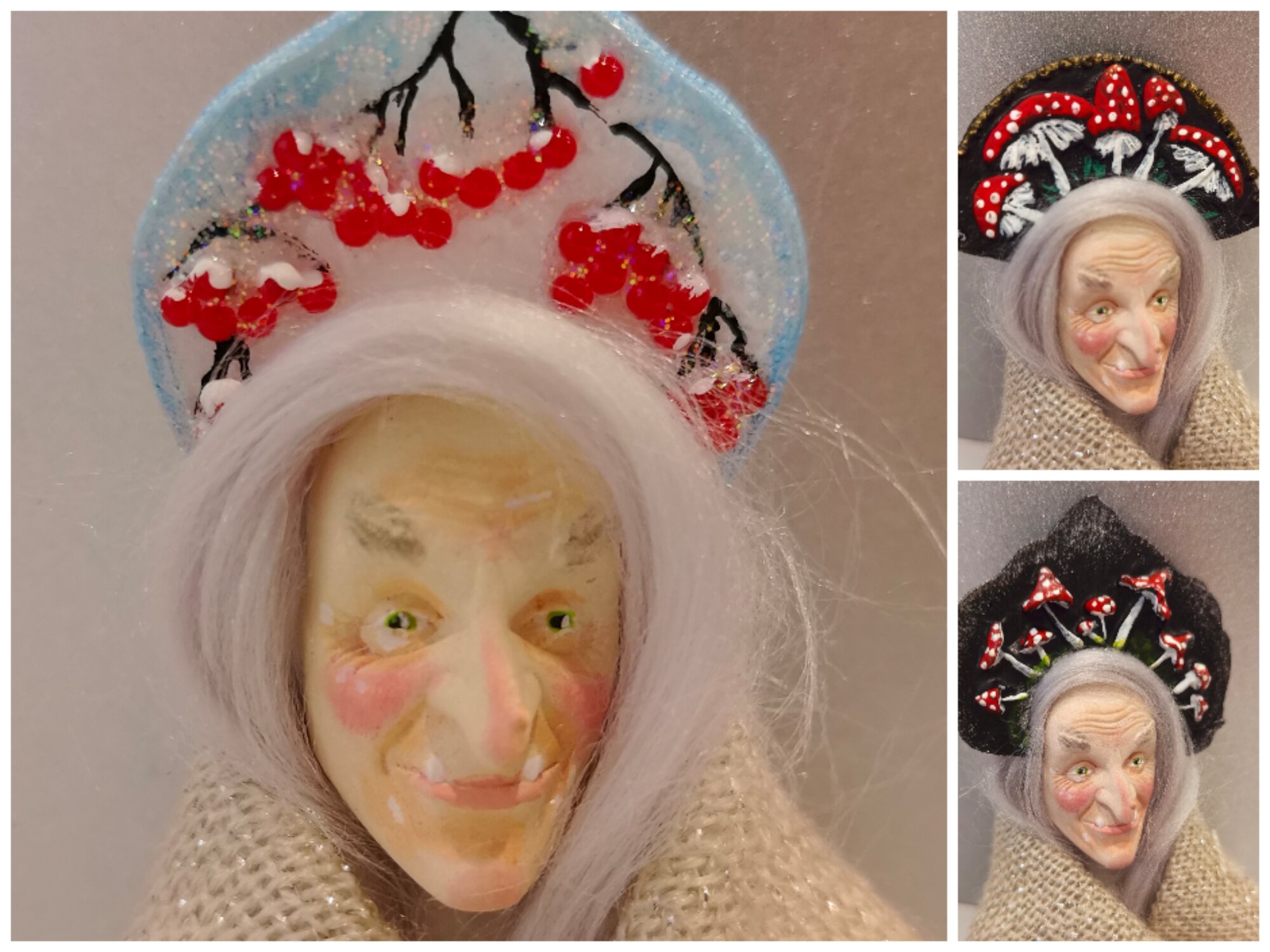 Набор кокошников и лиц для ватной елочной игрушки 003 ручной работы