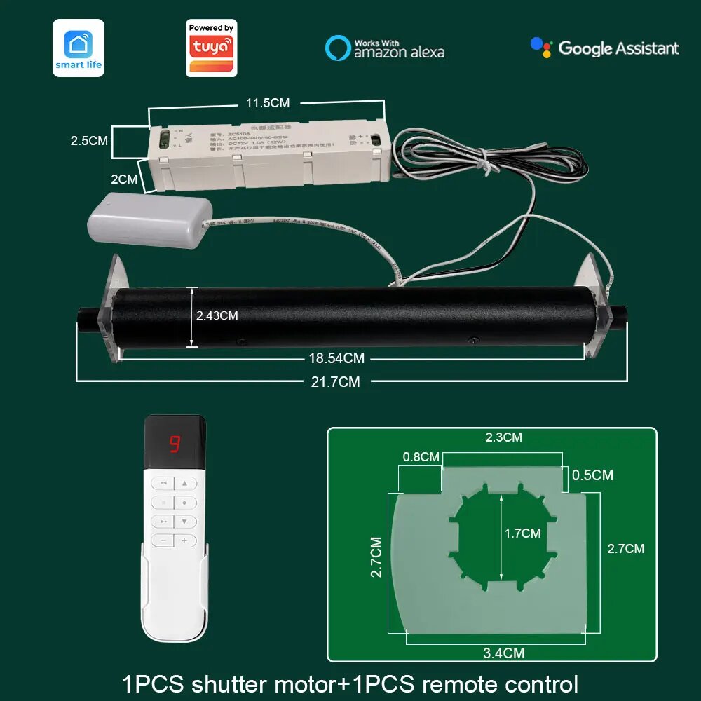 LifeLibero Умные шторы для роллет 2х3 м 1Pcs Motor 1Remote, ZIGBEE 5X5mm shaft