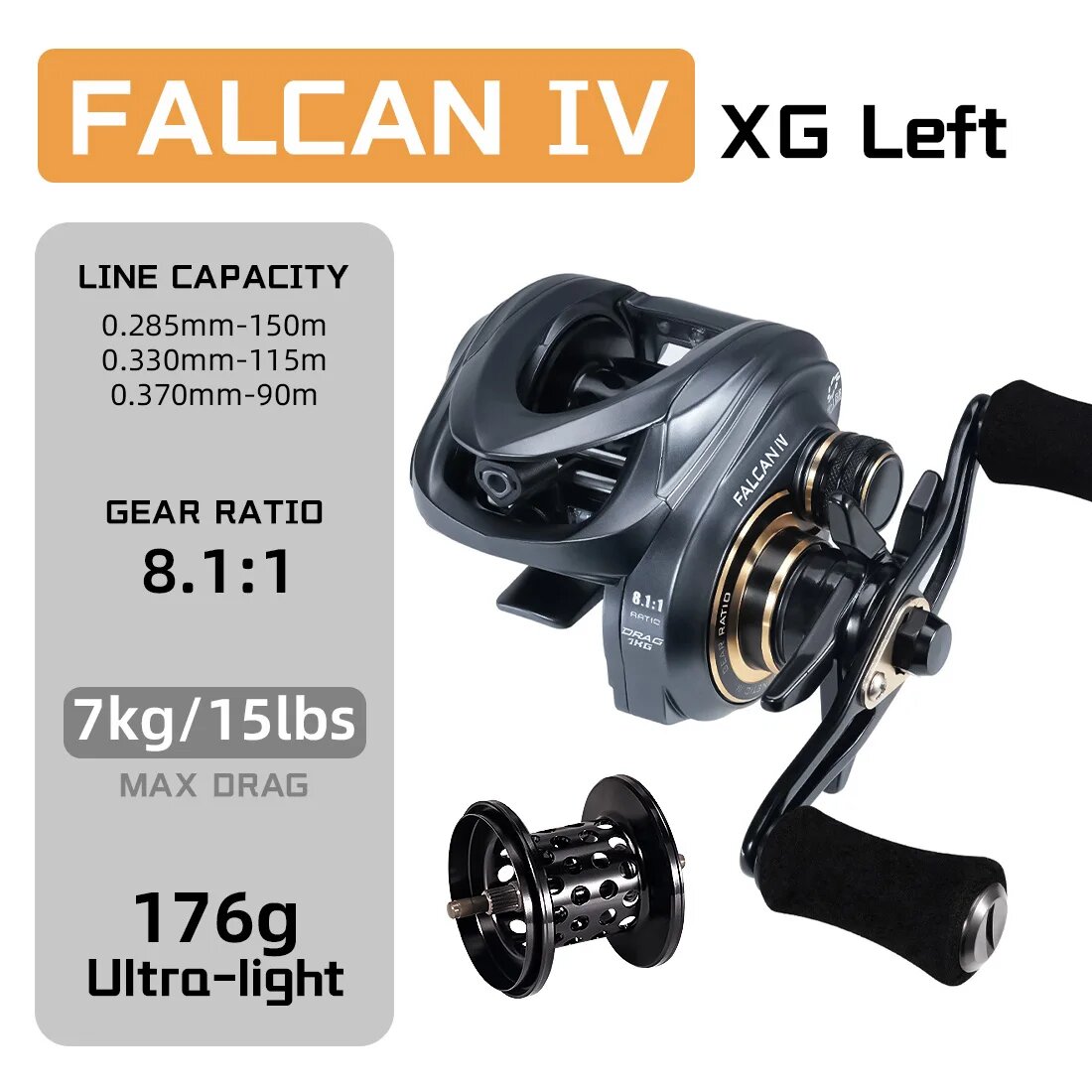 SeaKnight FALCAN IV Series Ультралегкая Катушка для Рыбалки 7 кг XG Left with Spool
