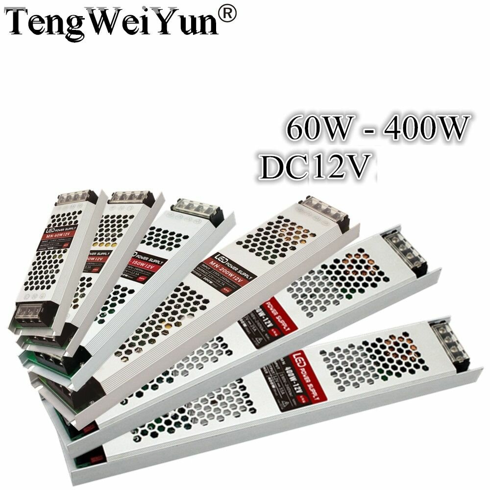 Ультратонкий Регулируемый импульсный источник питания, осветительные трансформаторы постоянного тока 12 В, 300 Вт, зеркальный драйвер