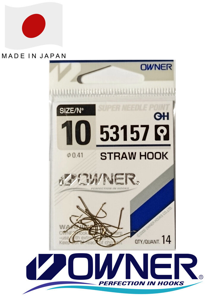Крючки OWNER 53157 №10 STRAW HOOK / Крючок, Овнер, одинарные для рыбалки