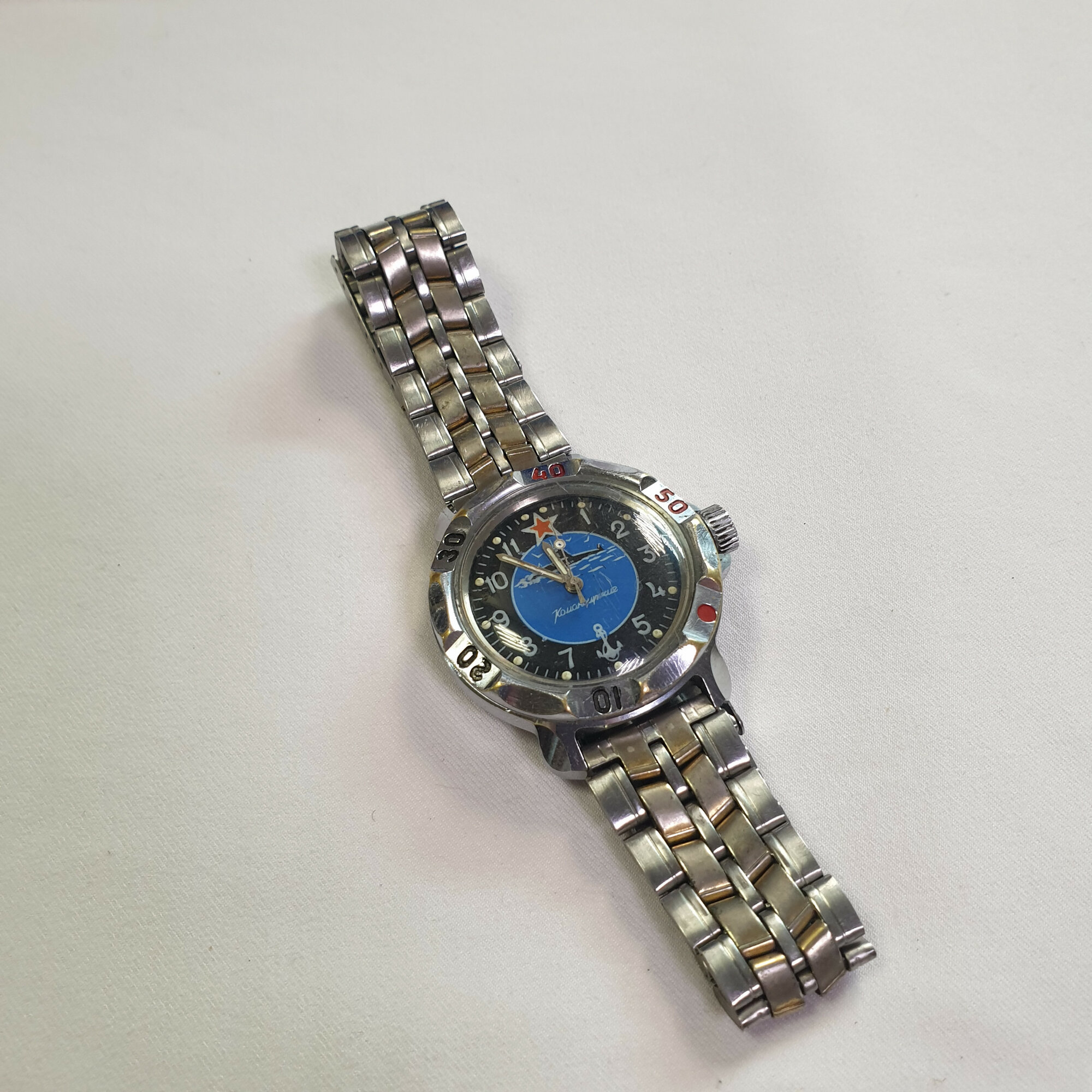 Часы наручные мужские Командирские, механические, рабочие, царапин корпуса. Винтаж, СССР.