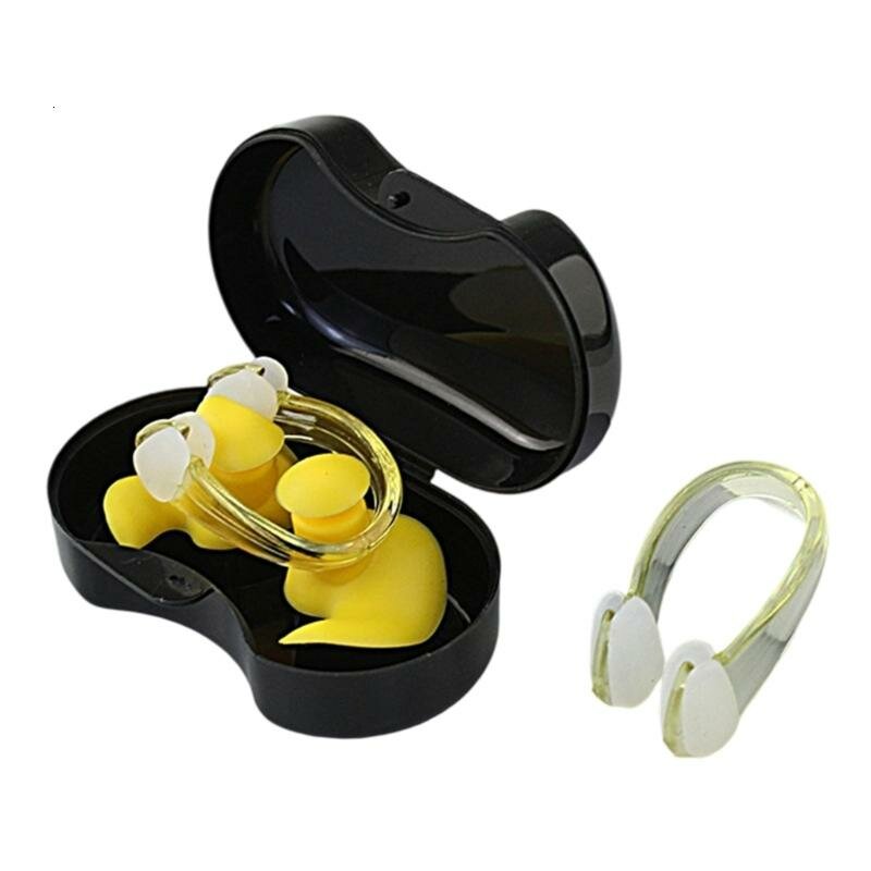 Водонепроницаемые силиконовые беруши и зажим для носа для плавания, Желтый