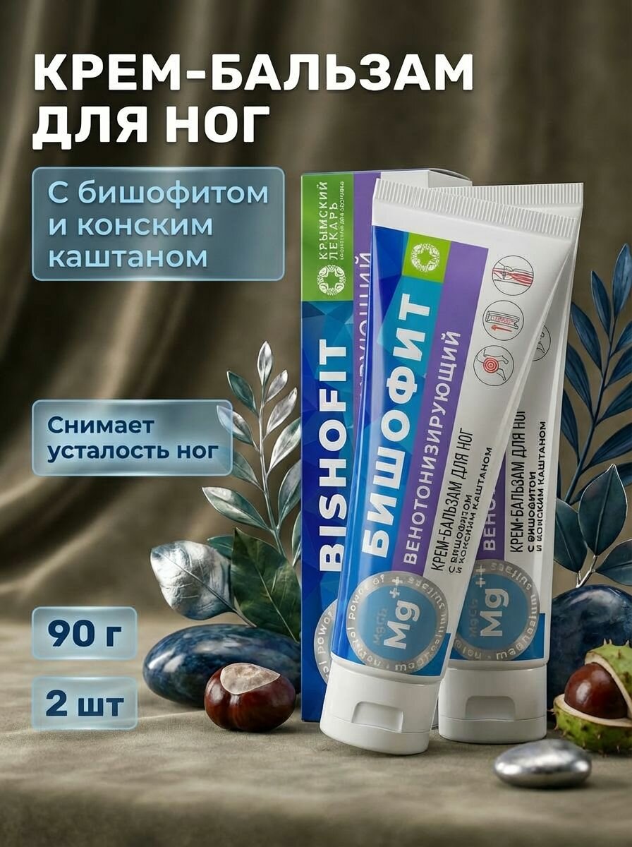 Дом природы Крем-бальзам для тела "Венотонизирующий" с бишофитом и конским каштаном 2 шт