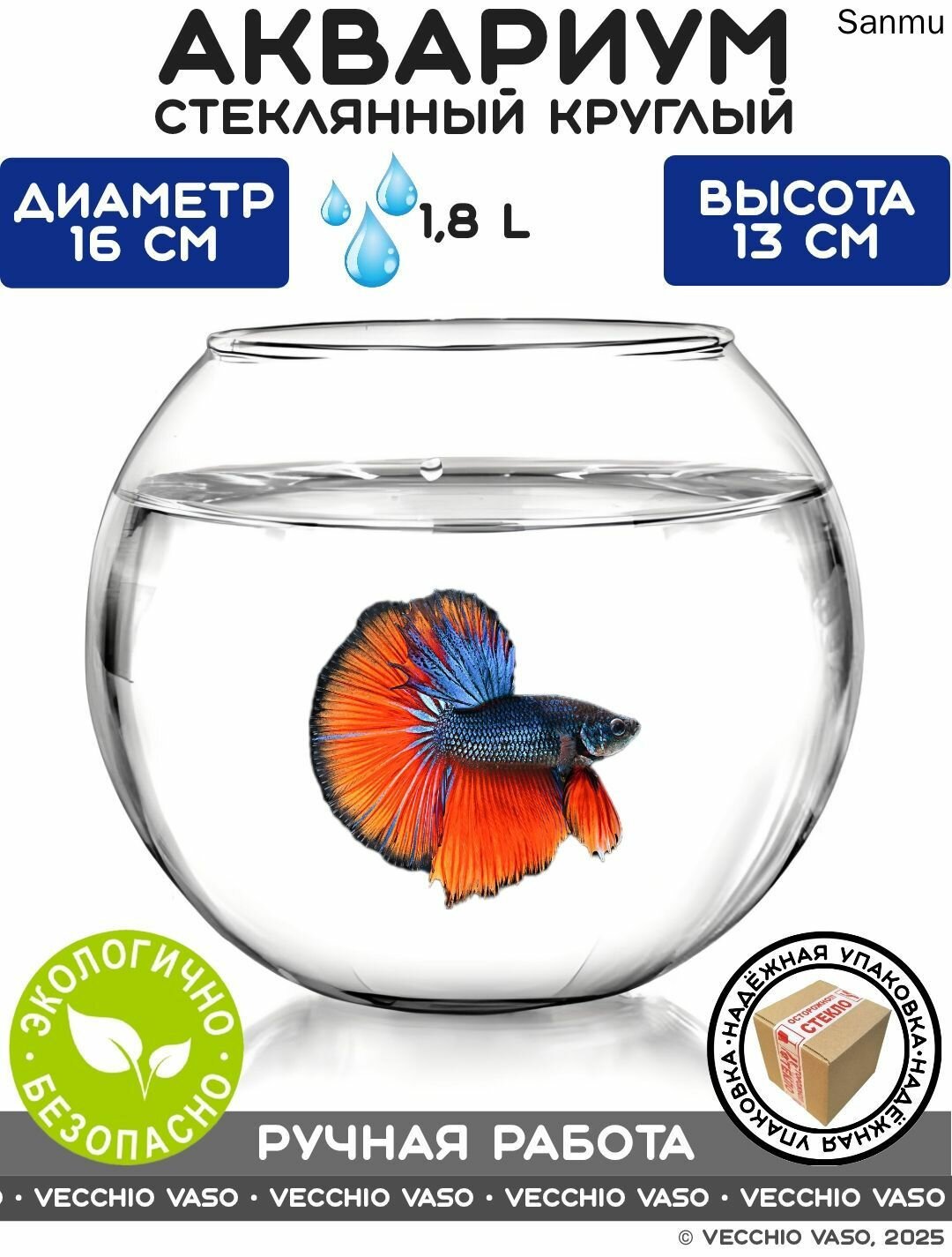 Круглый аквариум 1.8 л прозрачный