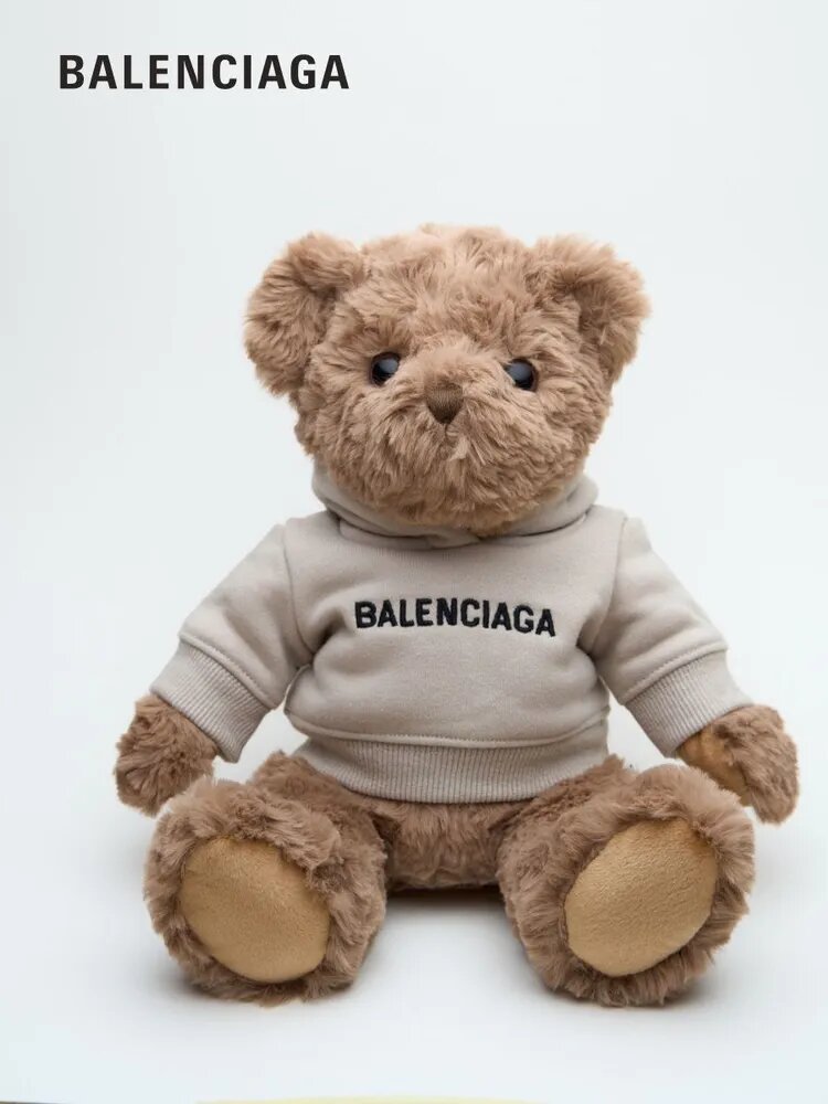 Мишка Tumbly Баленсиага, в худи, искусственный мех, бежевый, 26 см