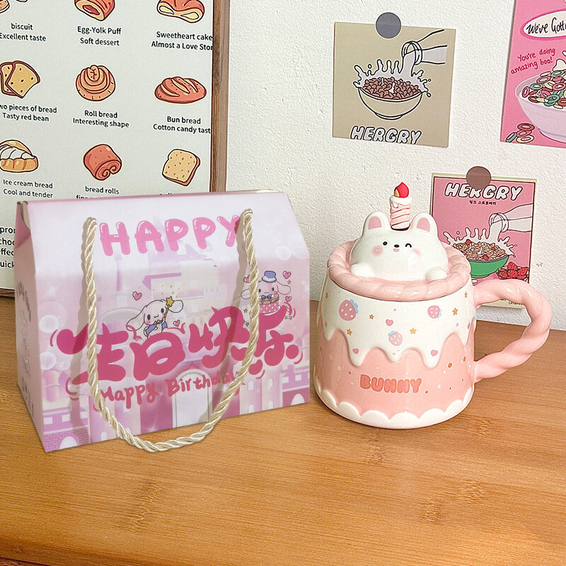 Подарок на день рождения для девочек, милый керамический кружка, сувенир для офиса, высококачественная новогодняя кружка для воды, для домашнего использования