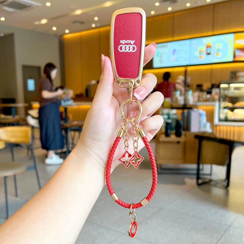 Чехол для ключа Audi Q3, Q2L, A1, A3, Q7, A6L, складной, премиум-класса, полная защита Кораллово-красный