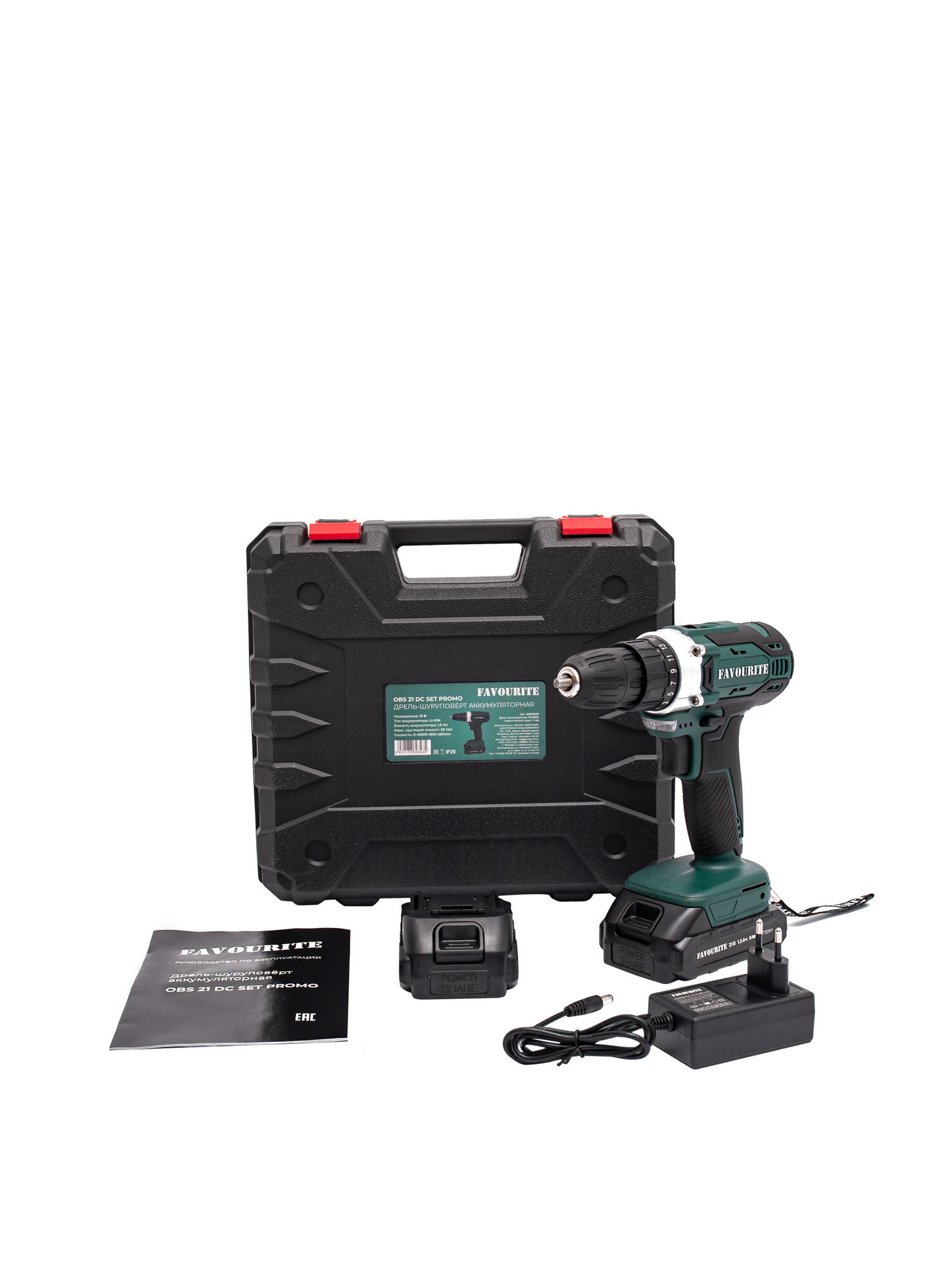 Дрель-шуруповёрт аккумуляторная FAVOURITE OBS 21 DC SET PROMO (АКБ*2 шт, ЗУ)
