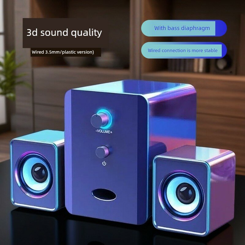 Компьютерные колонки Bluetooth, настольные, для домашнего использования, с сабвуфером, проводные, маленькие,