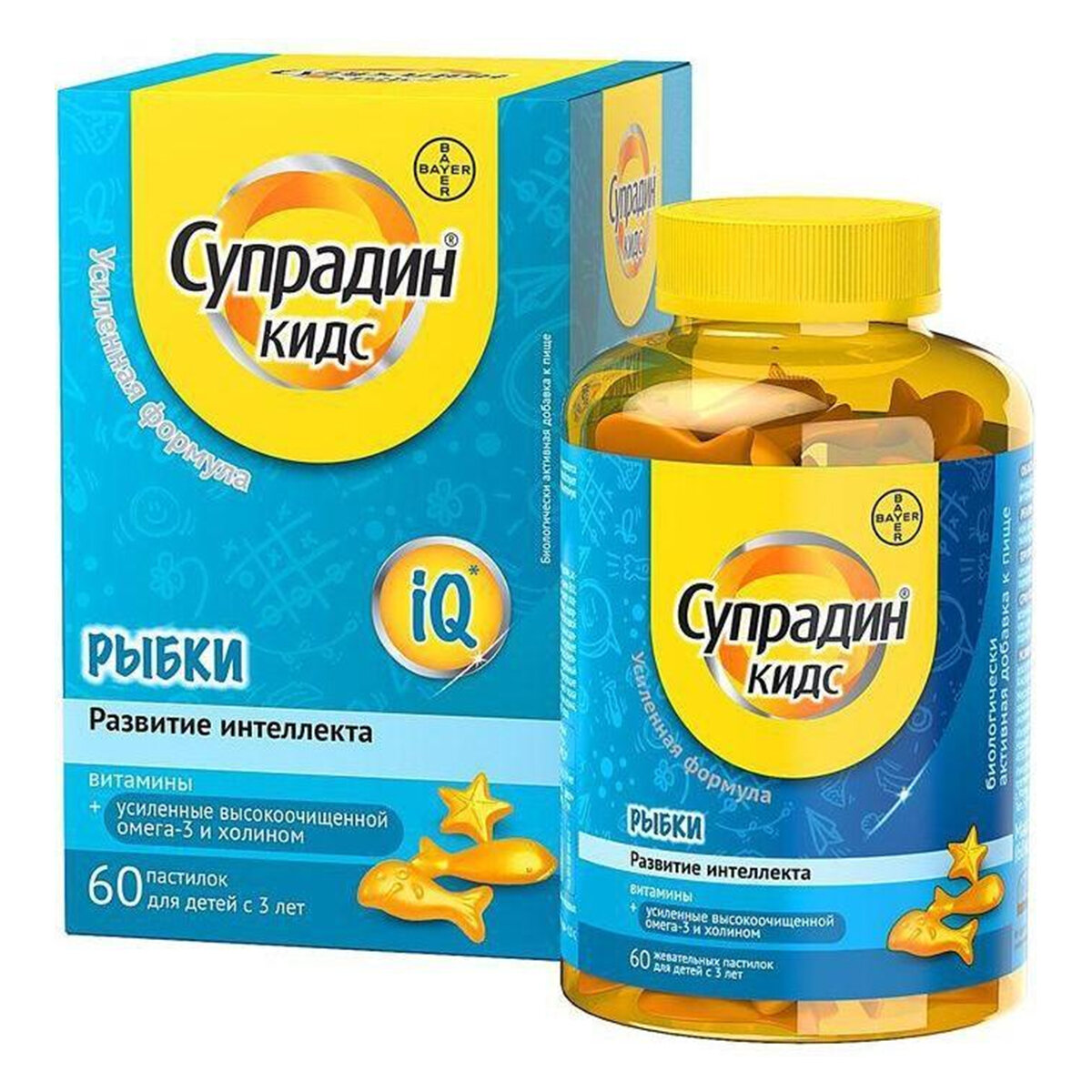 Супрадин Кидс Рыбки, пастилки жевательные 4 г, 60 шт.