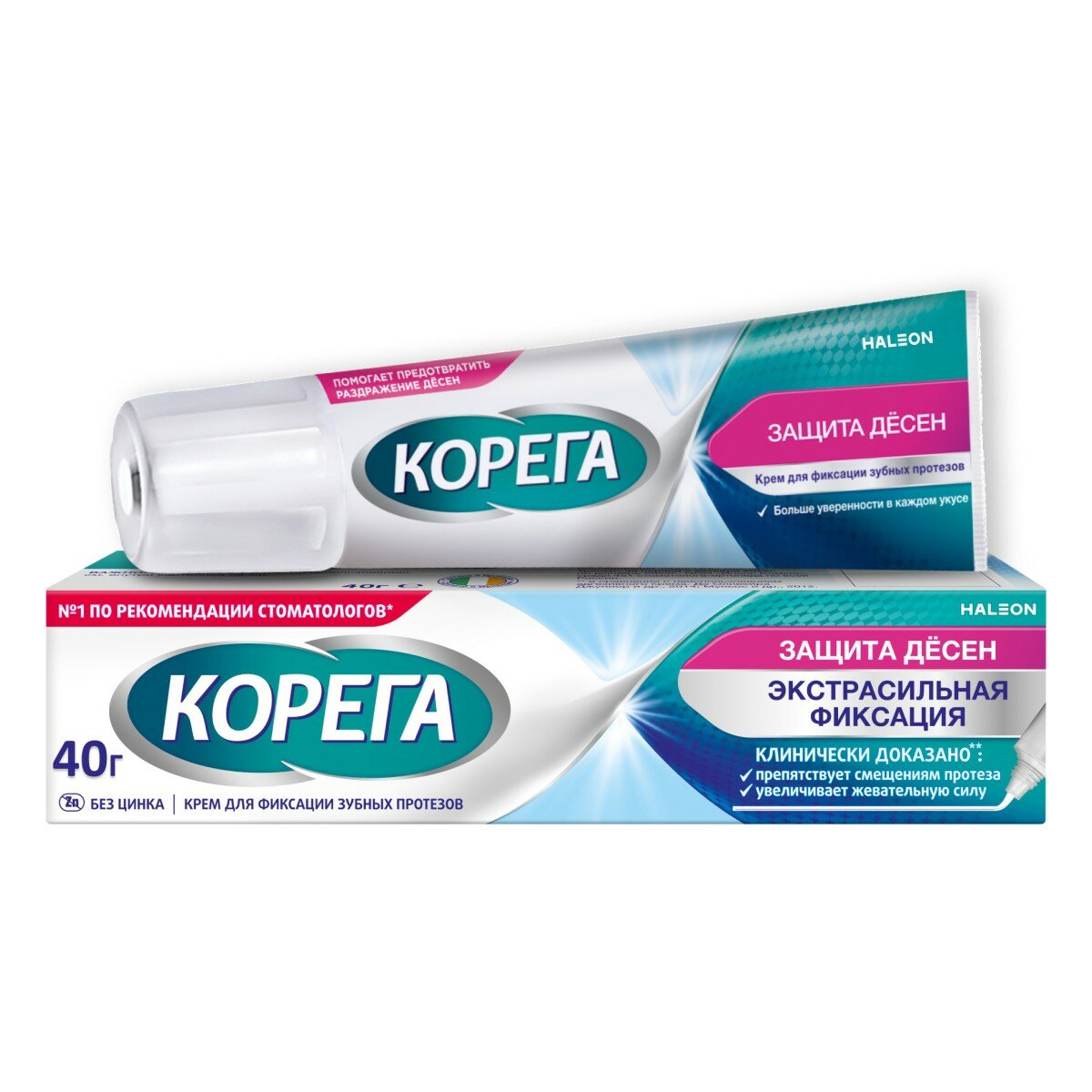Корега Защита десен Экстрасильная фиксация, крем для фиксации зубных протезов 40 г