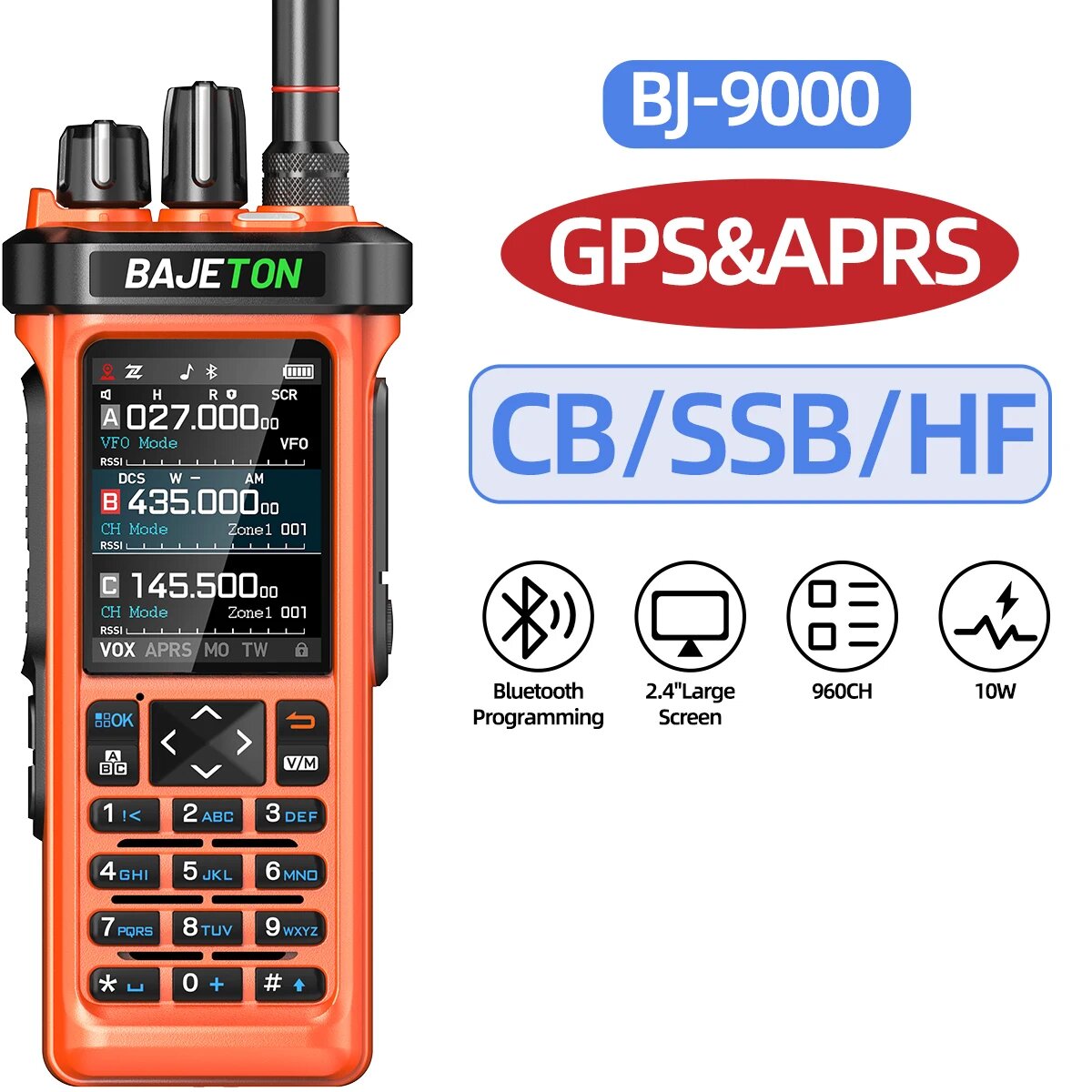 BAJETON BJ-9000 рации GPS APRS 27Mhz передатчик 50KM Bluetooth программирование по телефону заряжаемая рация CB RT-950PRO