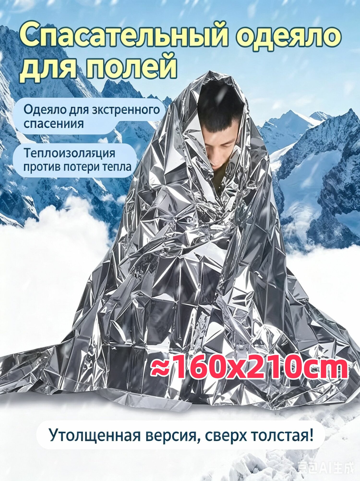5 штука 160x210cm Спасательные одеяла/Термоодеяло спасательное/морозостойкость и тепло/Тепловизор не может захватывать