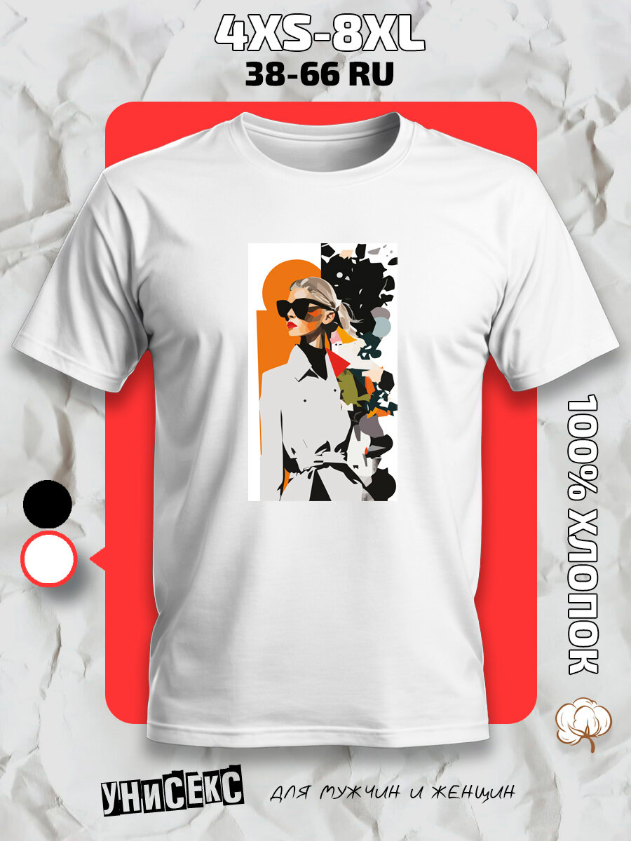 Футболка с принтом девушка в очках